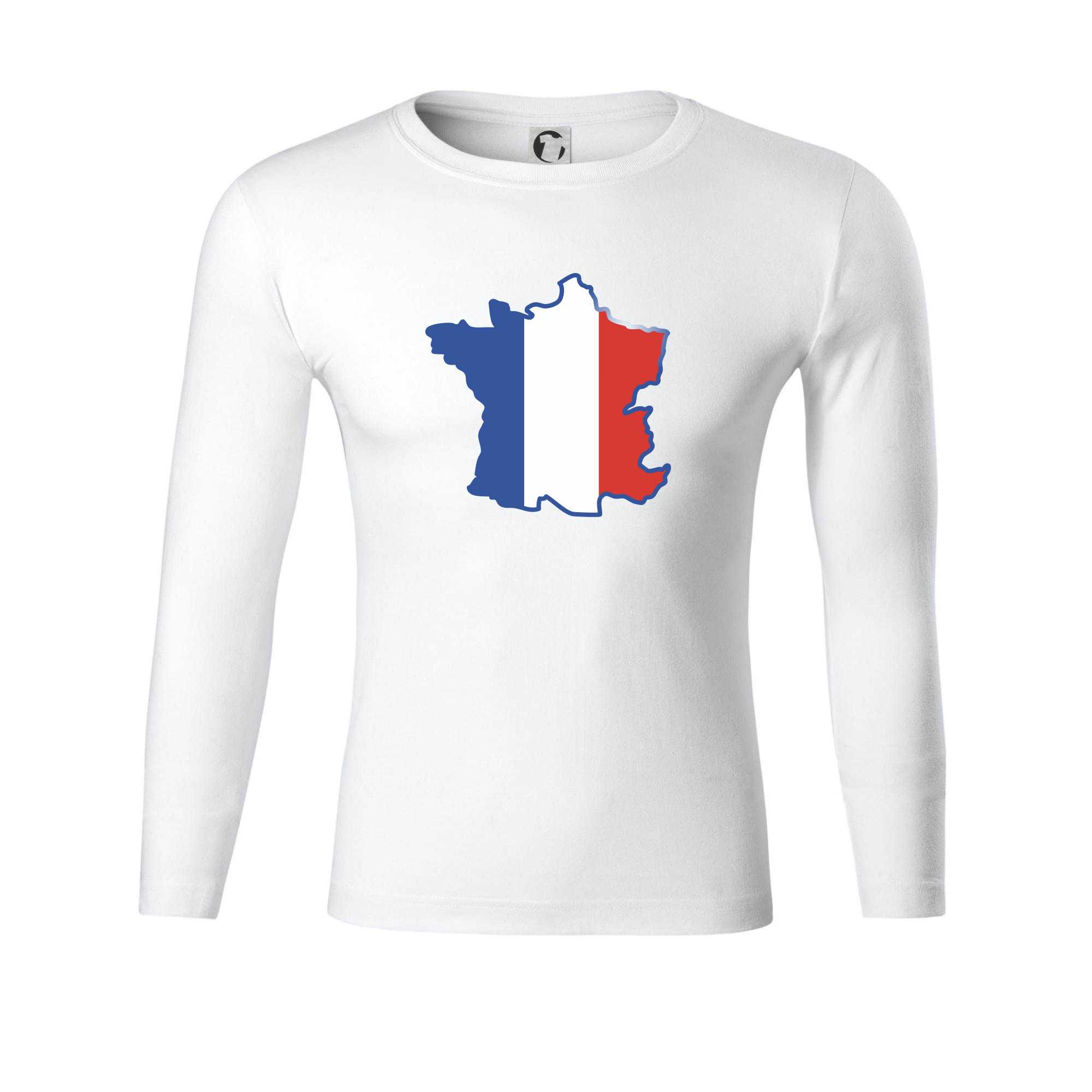 Francúzska vlajka mapa obrys - Tričko Progress s dlhým rukávom | Myshirt.sk